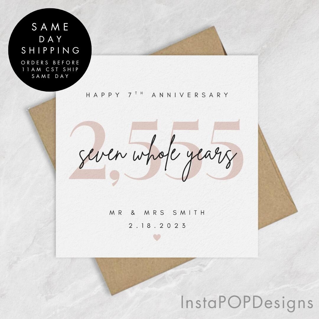 Personalized 7 Year Anniversary Card Husband, Seven Whole Years ...
