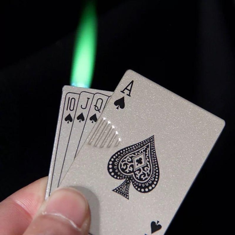 Metal Poker Playing Cards Lighter - Refillable Butane Torch Lighter ...