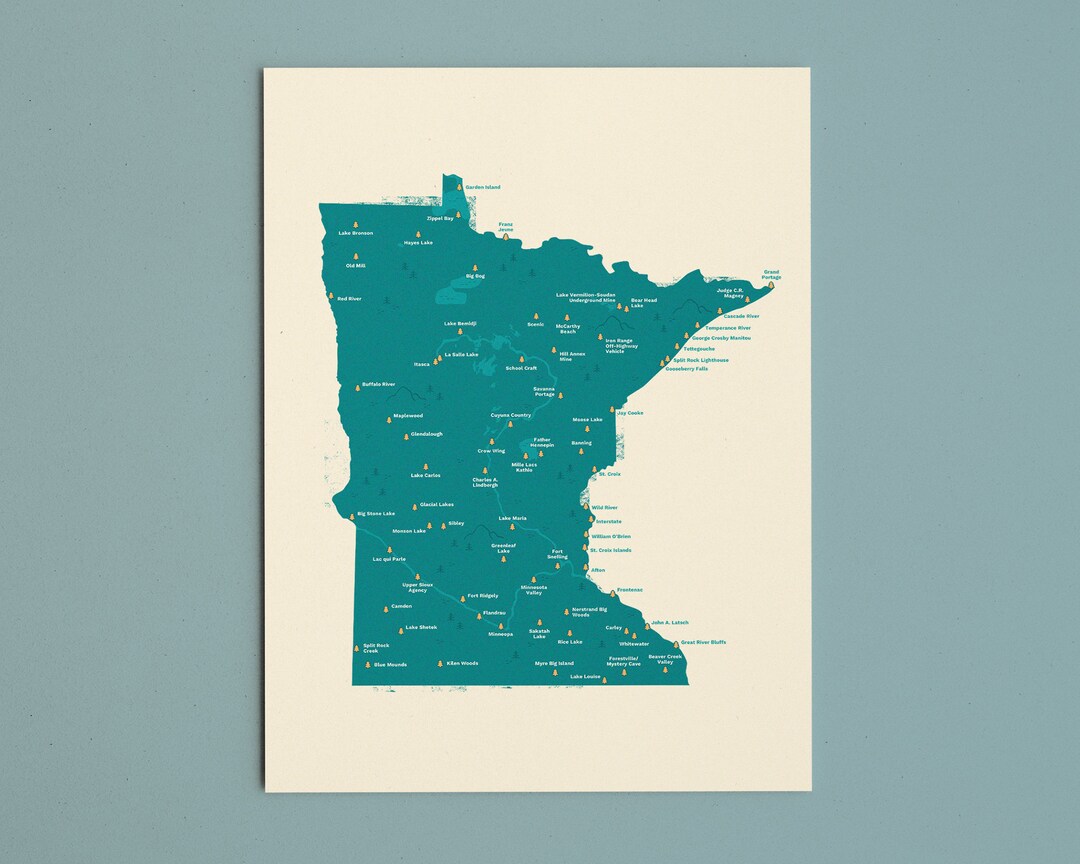 Minnesota Parks Poster | National and State Park Map Print | Hiker Gift ...