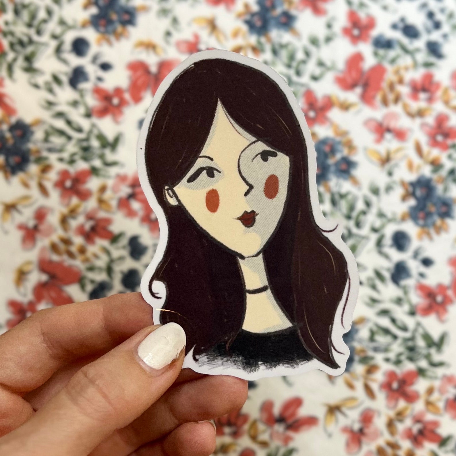 Girl Portrait Sticker Vivian Glossy Vinyl Sticker 4 Inch Sticker for ...
