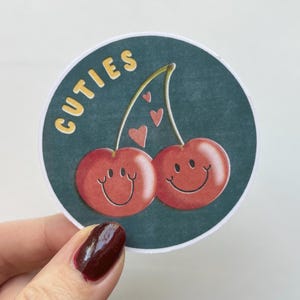 Cherry Sticker - Retro Cherry Duo - Vintage Inspired Fruit Illustration ...