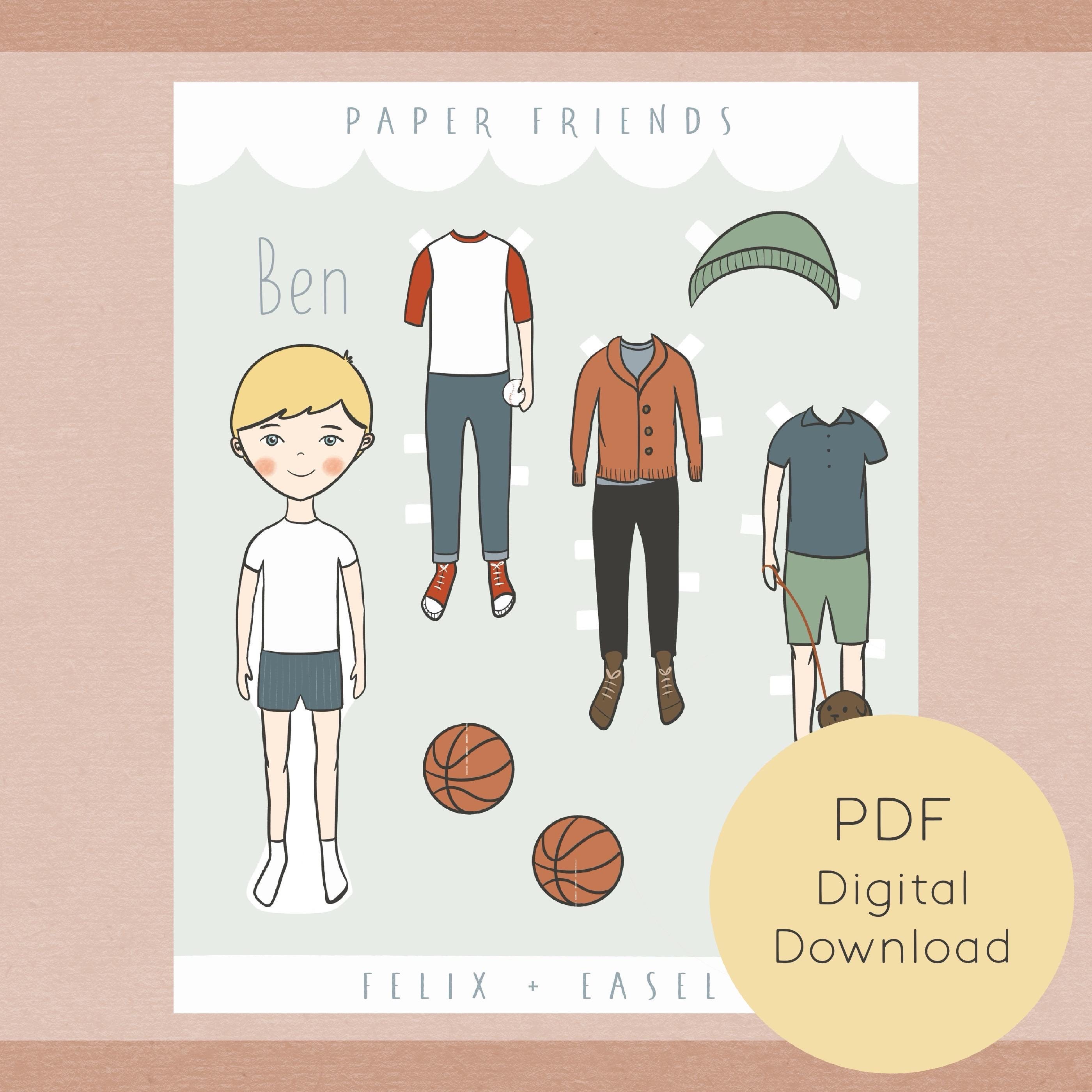 Paper Doll Digital Download Printable - Ben - Paperdoll Friends - Craft ...