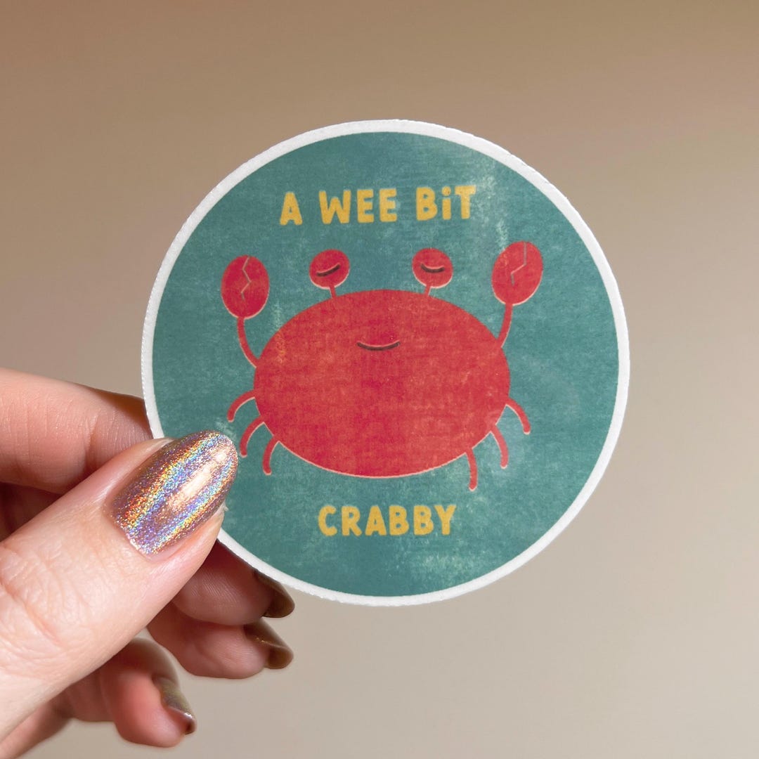Cute Crabby Crab Sticker - Retro Style Vintage Inspired Illustration ...