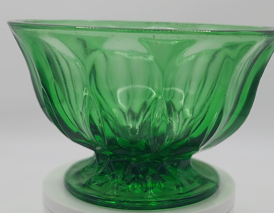 Retro Anchor Hocking Fairfield Pattern Spearmint Green Glass Candy Dish ...