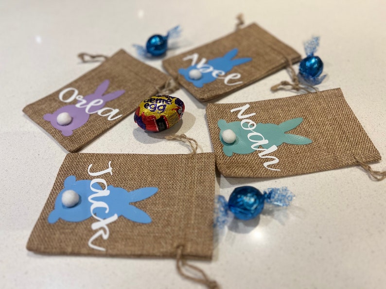 Personalised Easter Bunny Bags, Bunny, Bag, Treat Bag, Boy, Girl, Gift ...
