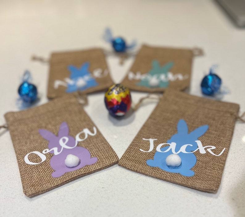 Personalised Easter Bunny Bags, Bunny, Bag, Treat Bag, Boy, Girl, Gift ...