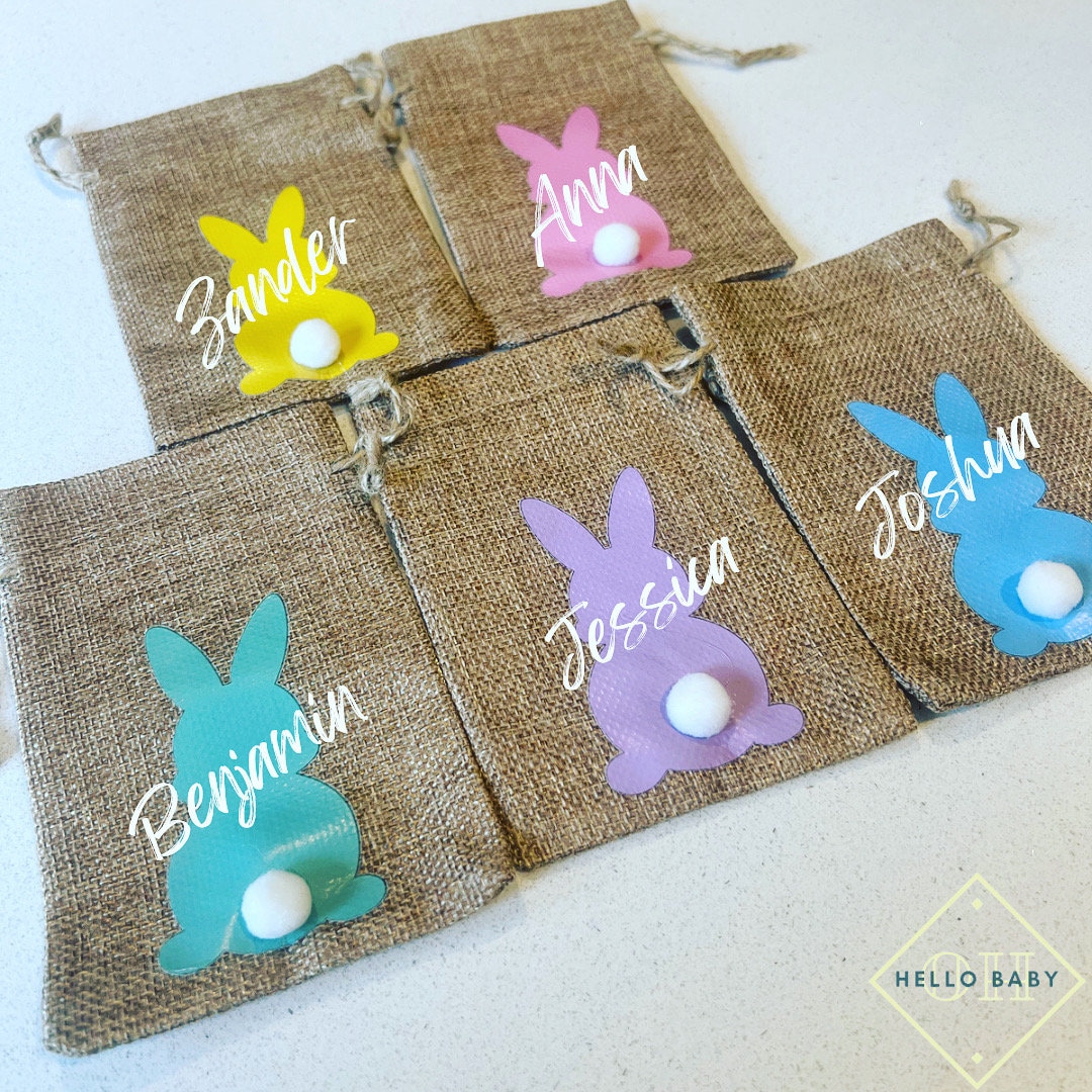 Personalised Easter Bunny Bags, Bunny, Bag, Treat Bag, Boy, Girl, Gift ...