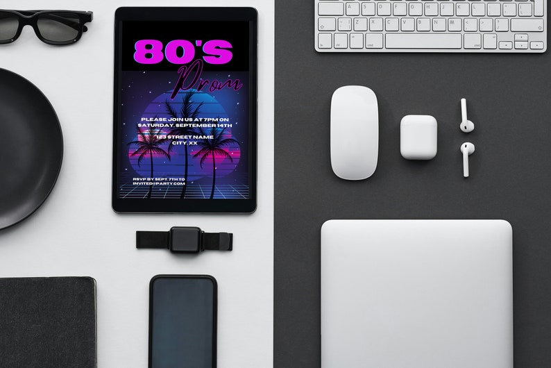 80's Prom Invitation Template, Palm, Neon, Digital Download - Etsy