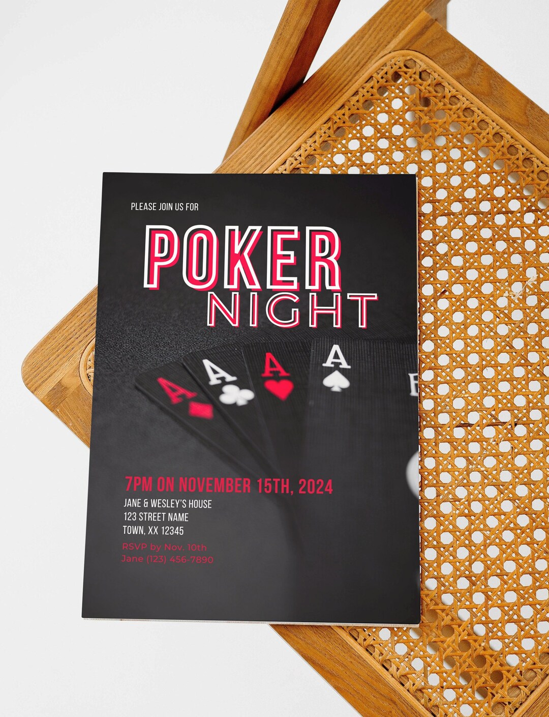 Poker Night Invitation Template, Editable, Instant Download - Etsy