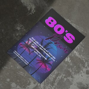 80's Prom Invitation Template, Palm, Neon, Digital Download - Etsy