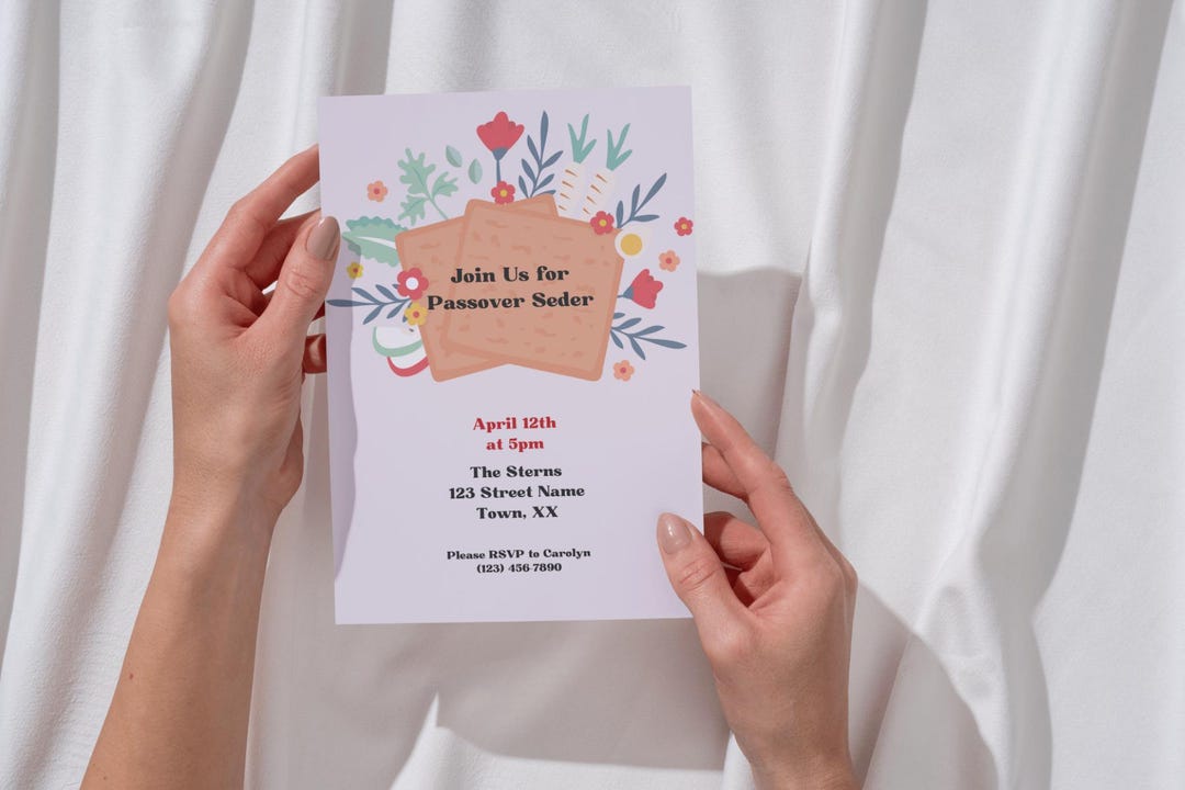 Passover Seder Party Invite Template, Matzoh, Instant Digital Download ...