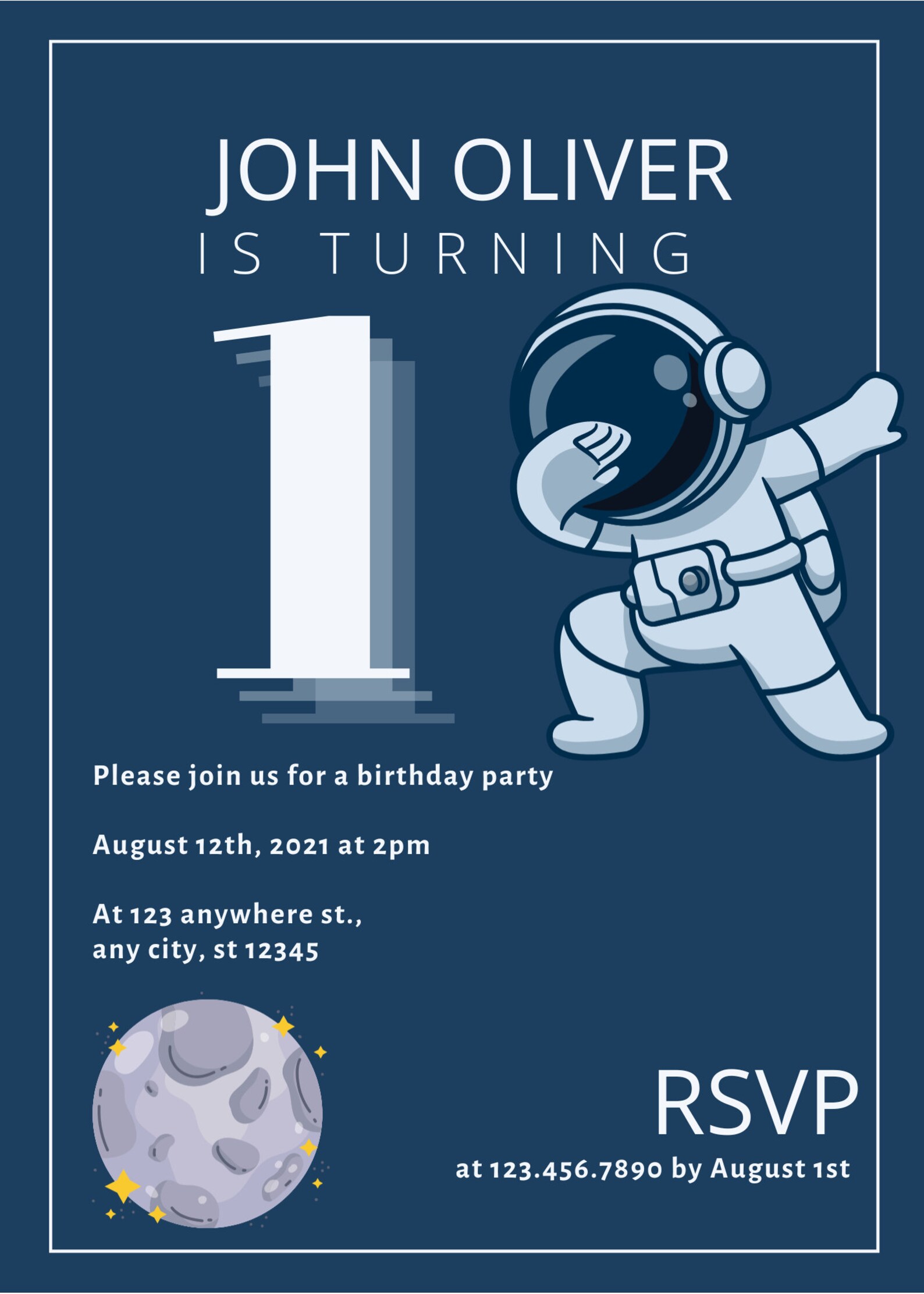 Kids Birthday Party Invitation Template, Space, Astronaut, Editable ...