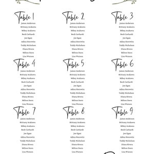 Eucalyptus Seating Chart Template, Wedding, Printable, Editable ...