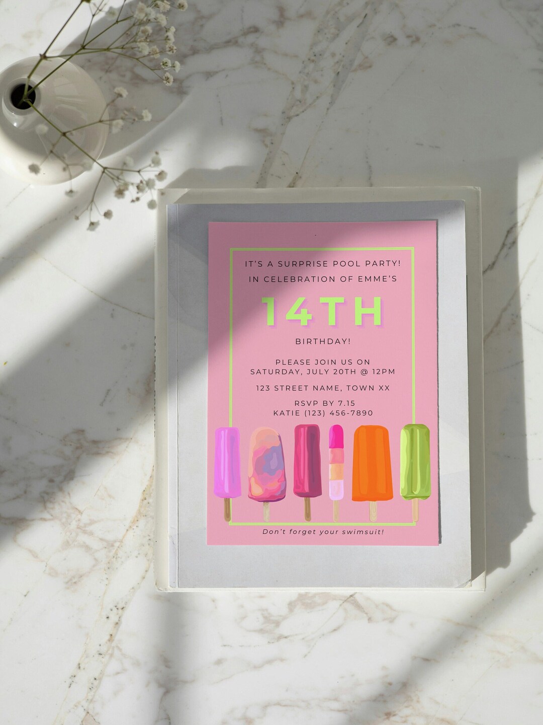 Surprise Party Invitation Template, Pool Party, Summer, Editable ...