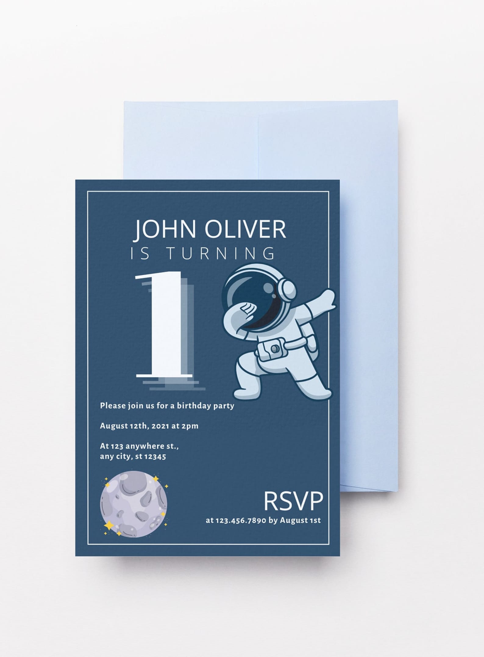 Kids Birthday Party Invitation Template, Space, Astronaut, Editable ...