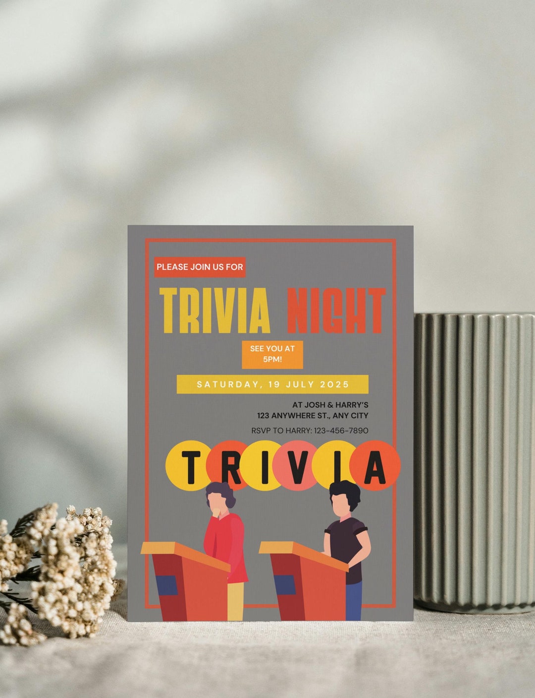 Trivia Night Invite Template, Digital Download, Editable - Etsy