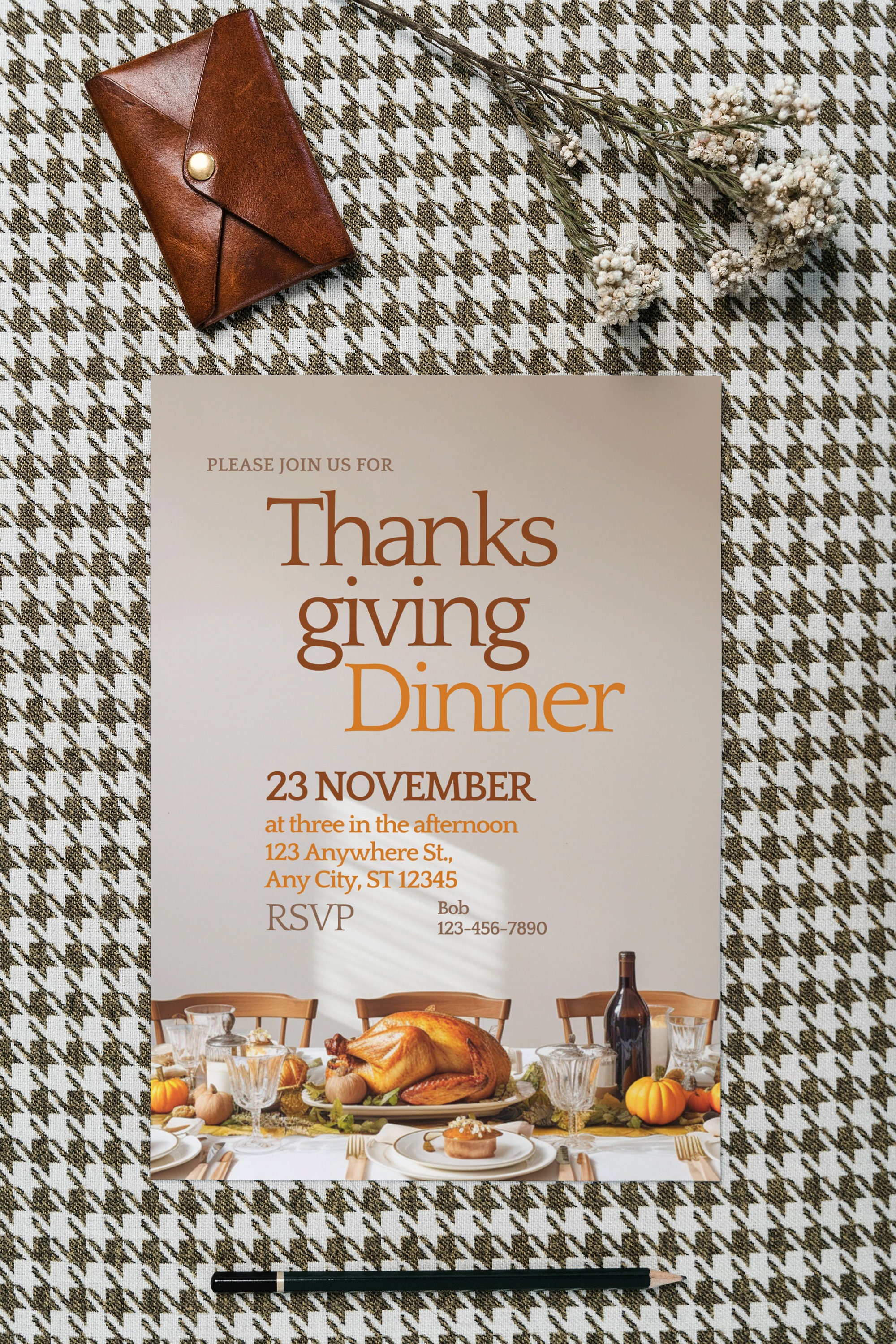 Thanksgiving Invitation Template, Tablescape, Instant Digital Download ...