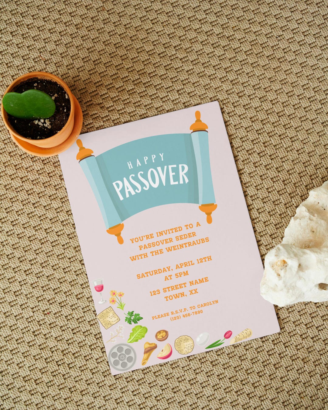 Passover Seder Party Invite Template, Instant Digital Download - Etsy