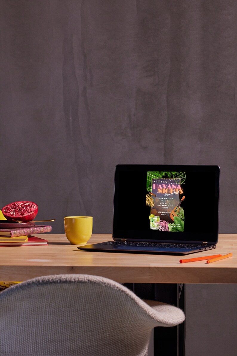 Havana Nights Dinner Party on Black Invitation Template, Red, Modern ...