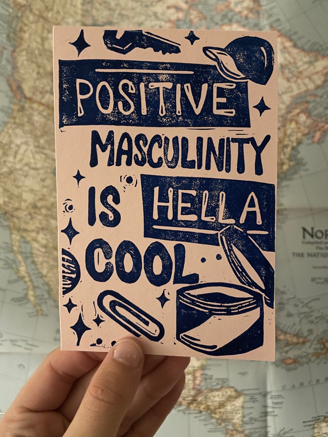 Positive Masculinity is Hella Cool (5”x7” Hand-printed) - Etsy