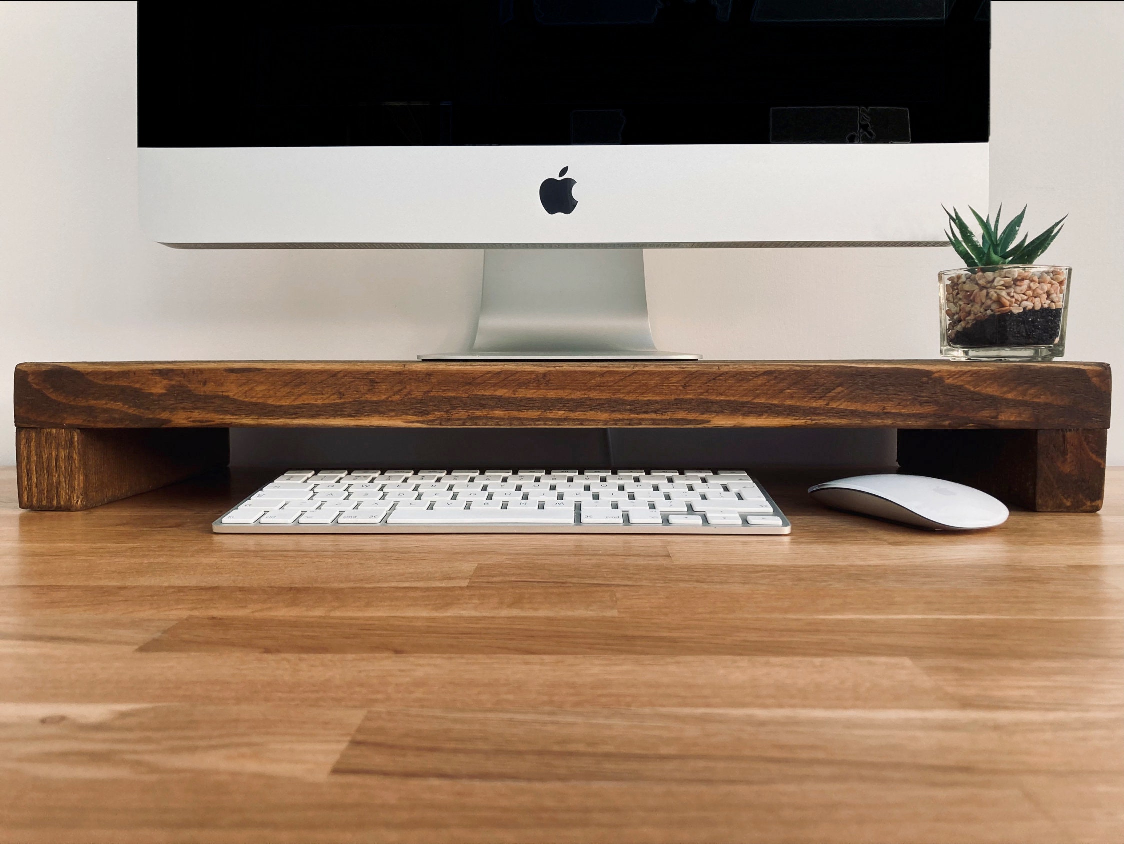 Rustic Wooden Monitor Riser Stand Desk Organiser Scaffold - Etsy UK