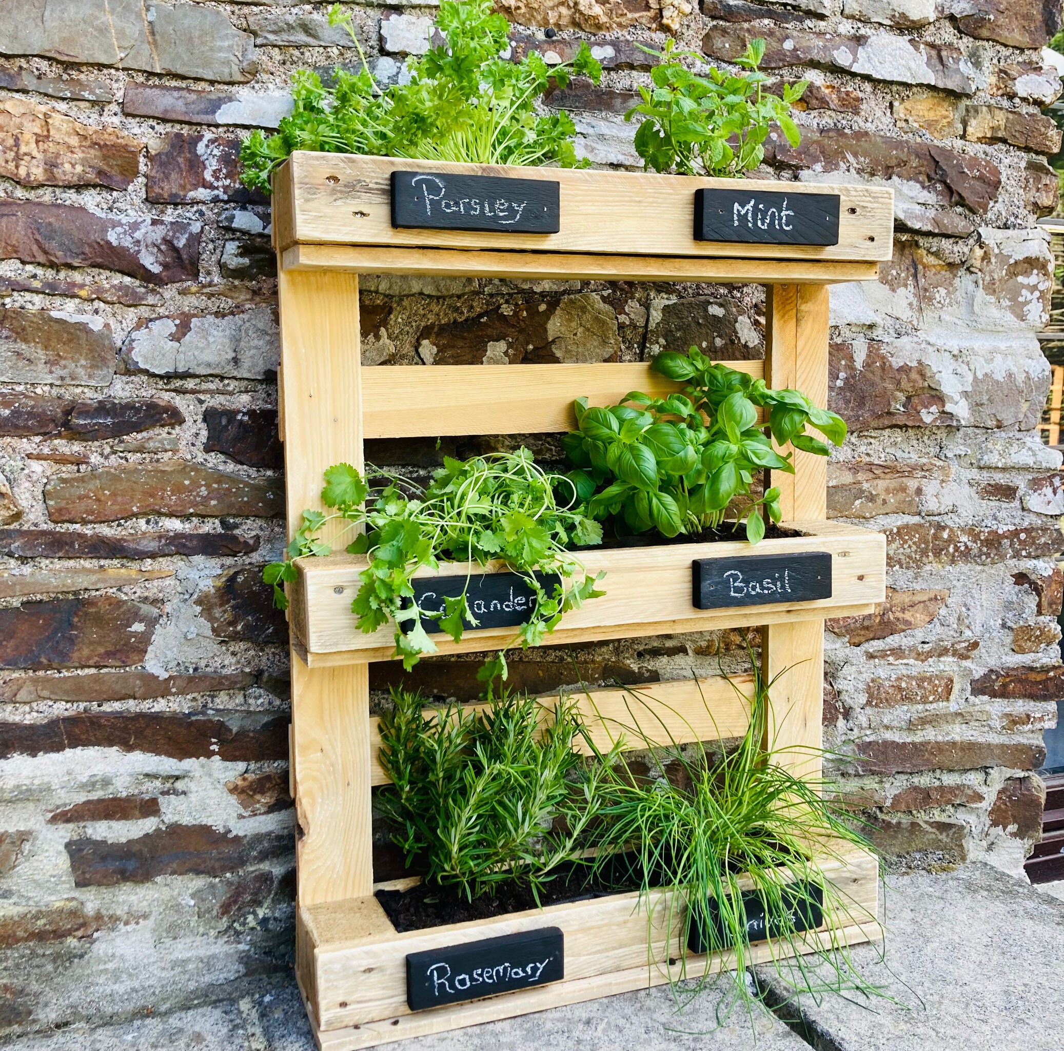 Wooden Pallet Planter | Recycled Herb Garden | Chalkboard - Etsy UK