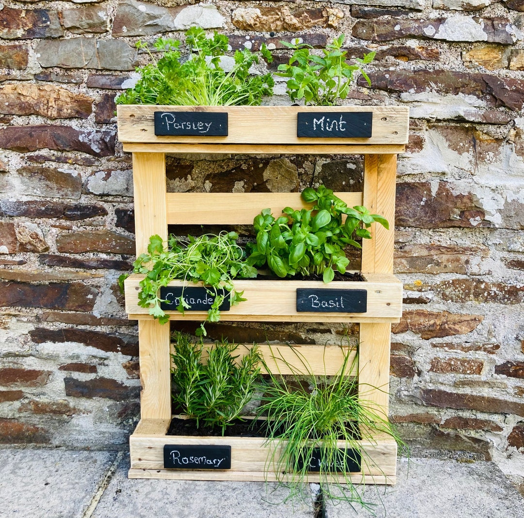 Wooden Pallet Planter | Recycled Herb Garden | Chalkboard - Etsy UK