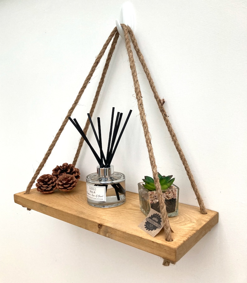 Rustic Wooden Hanging Rope Shelves Various Tiers - Etsy UK