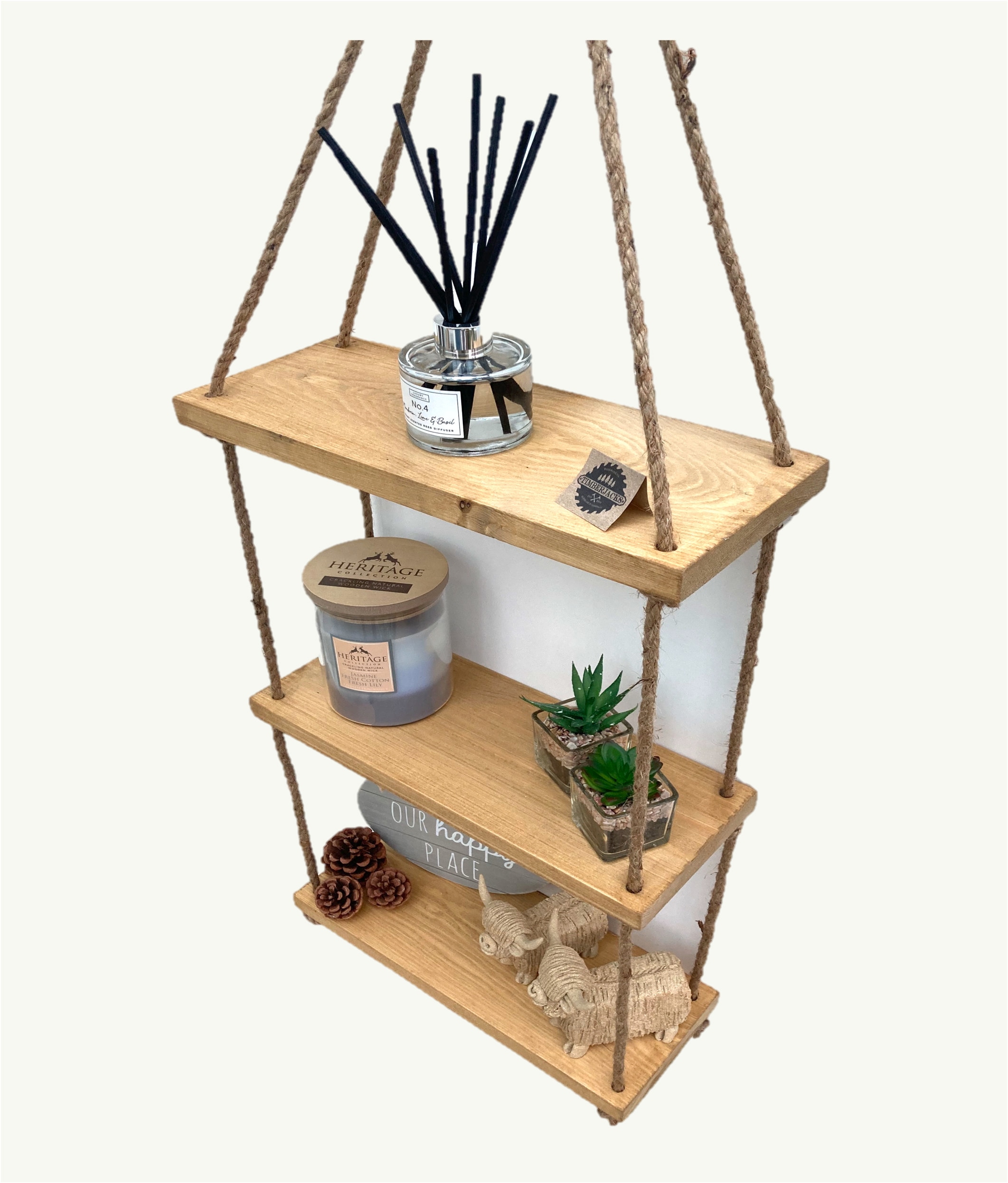 Rustic Wooden Hanging Rope Shelves Various Tiers - Etsy UK