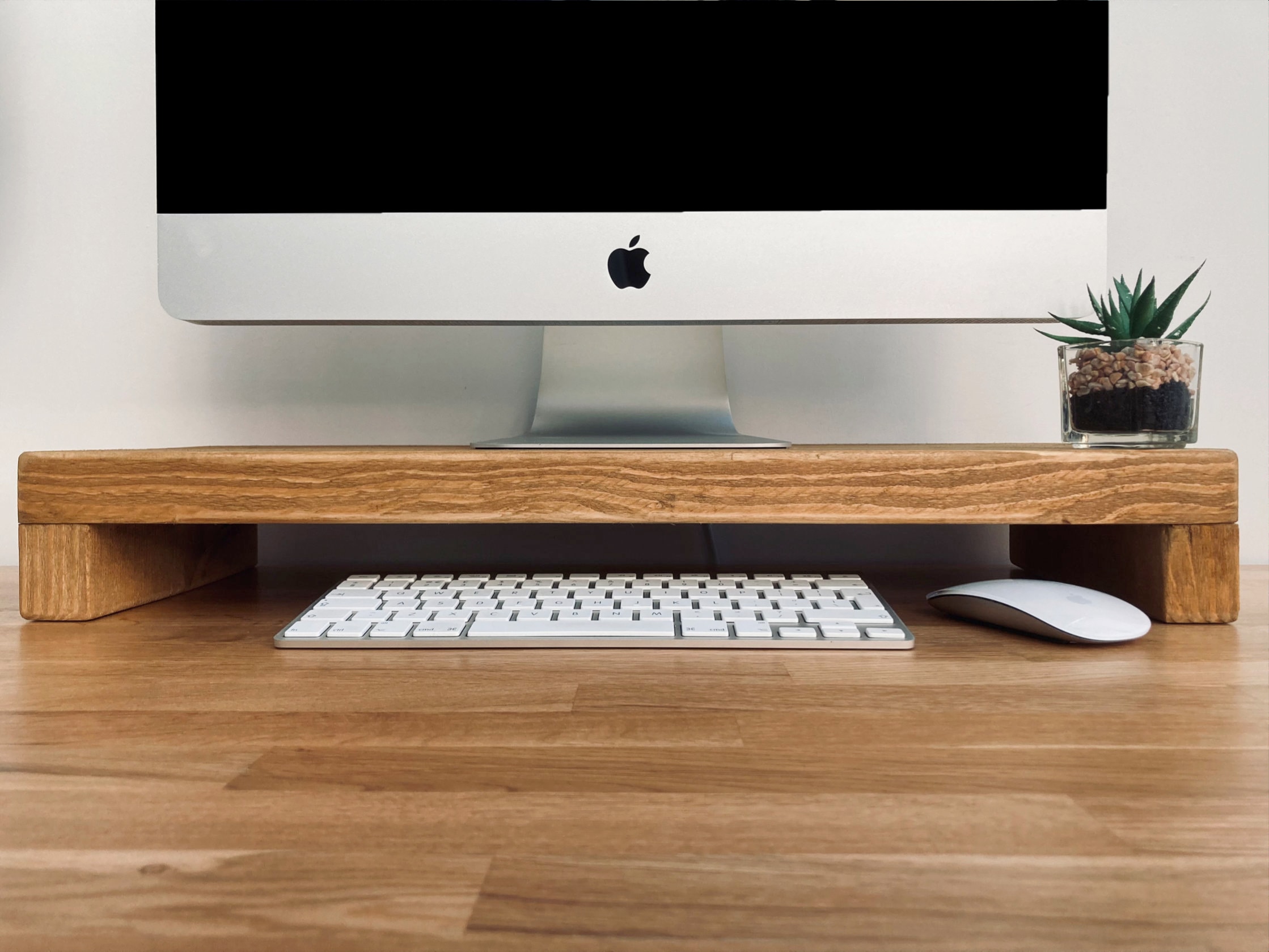 Rustic Wooden Monitor Riser Stand Desk Organiser Scaffold - Etsy UK