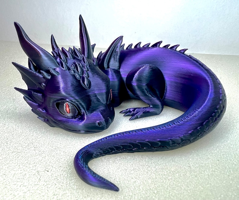 Curled Baby Dragon, Desk Décor, Fantasy Creature, Mythical Pet ...