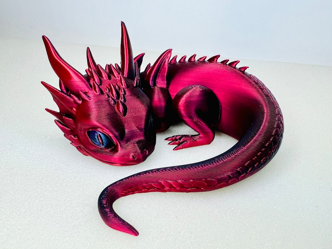 Curled Baby Dragon, Desk Décor, Fantasy Creature, Mythical Pet ...
