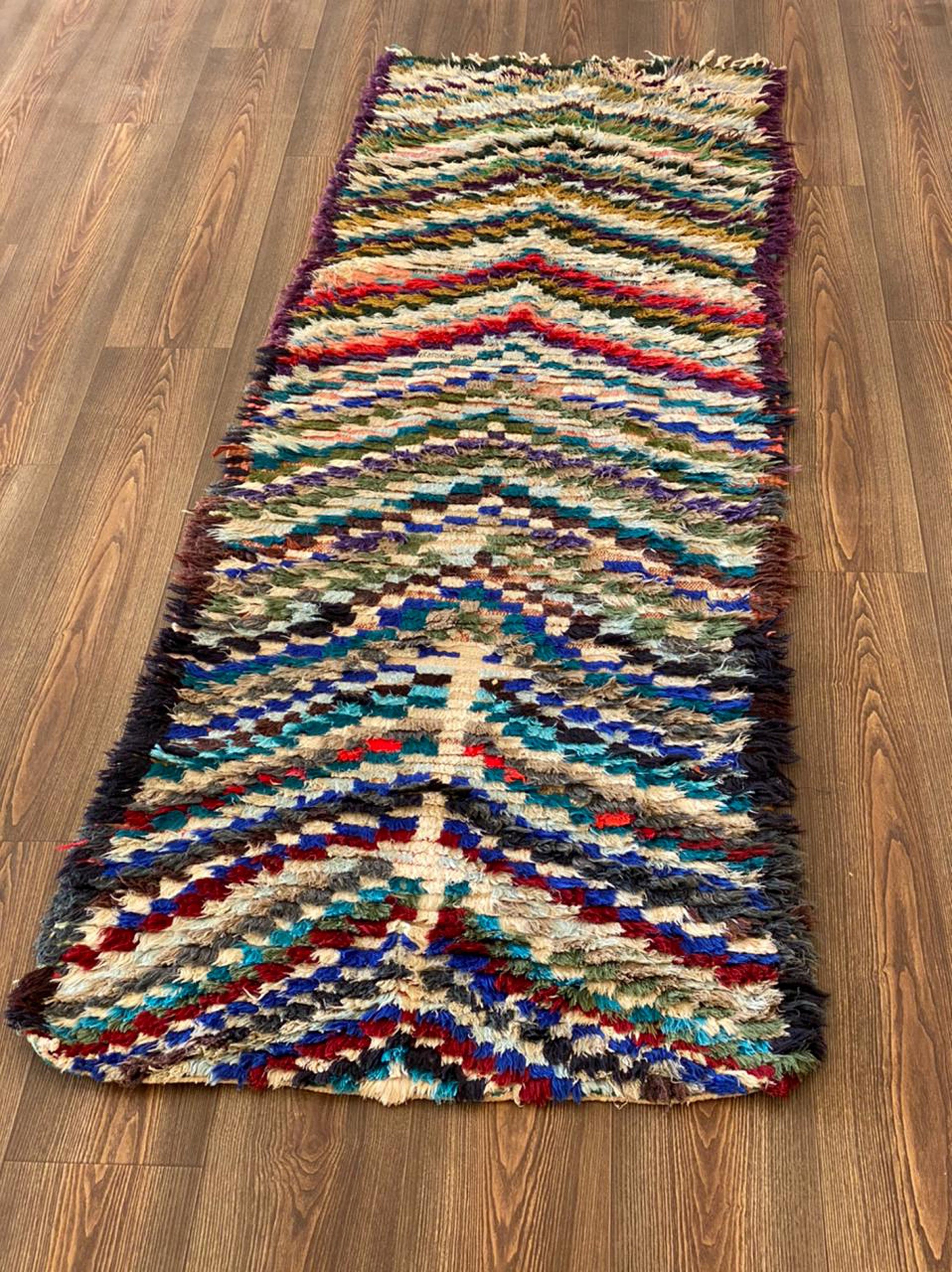 Checkered runner rug 3x7 ft Moroccan rug runner checkerboard | Etsy