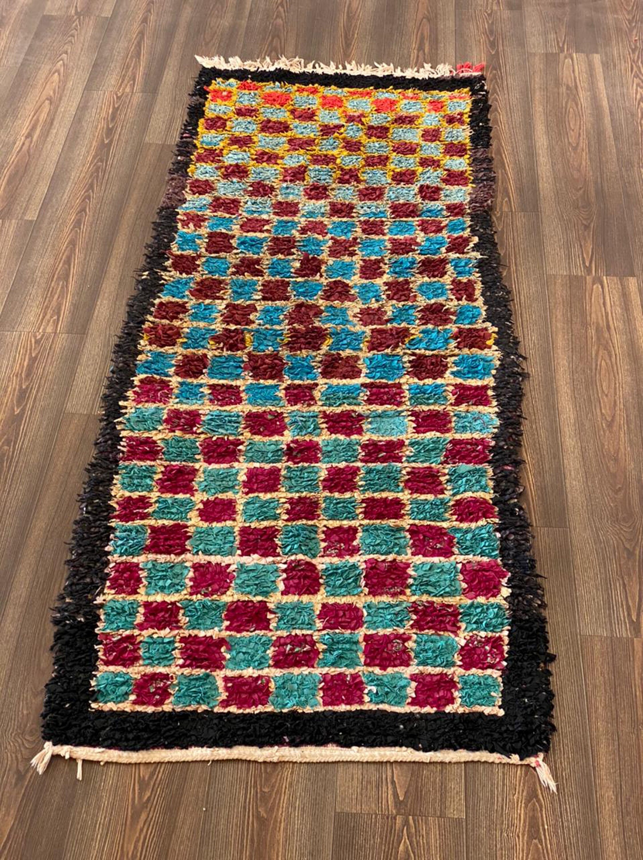 Checker Colorful Rugs 4x6 Ft Vintage Checkered Rug Moroccan - Etsy