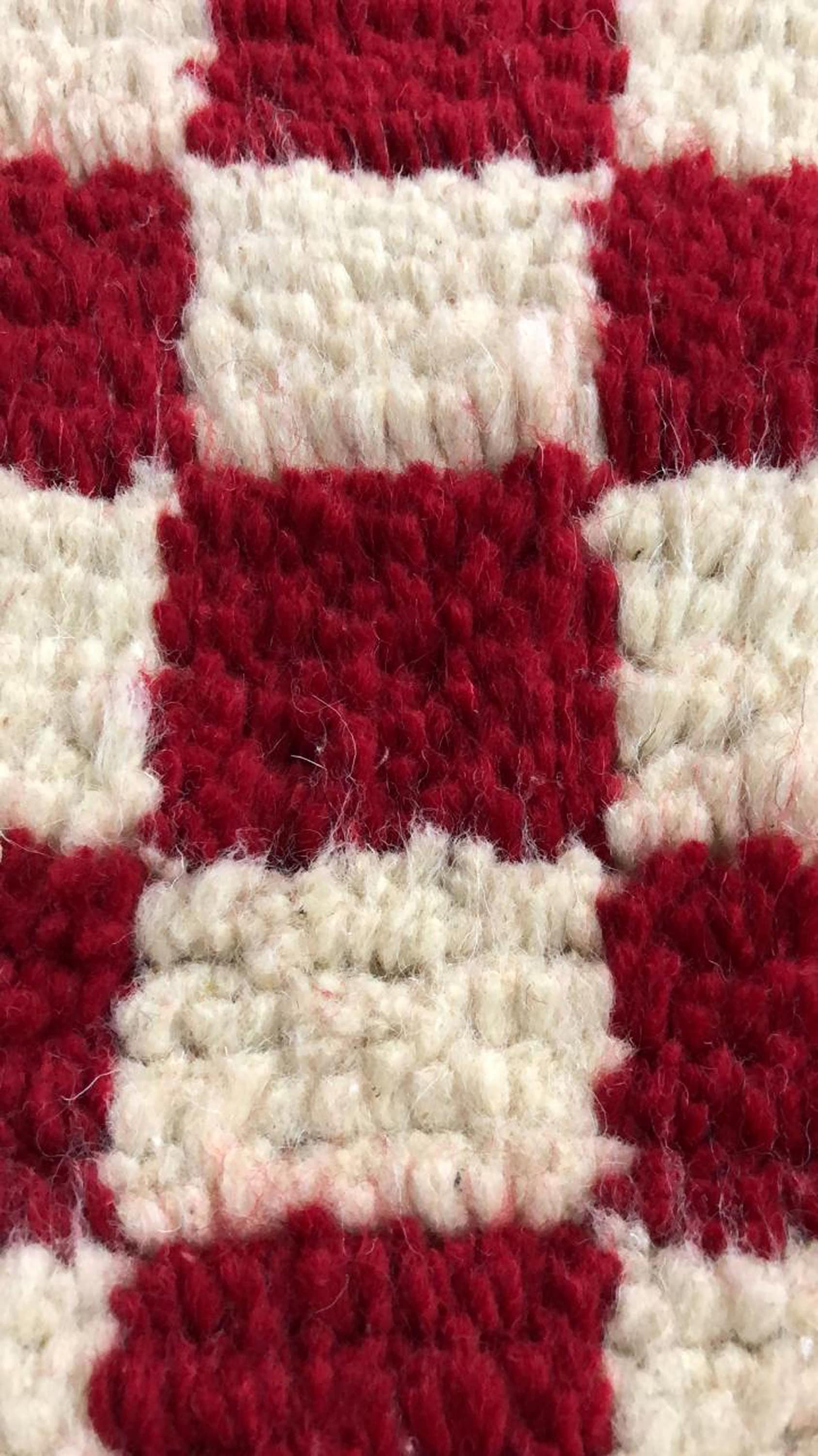 Red and White Checker Rug Custom Checkered Rug Wool Rug - Etsy
