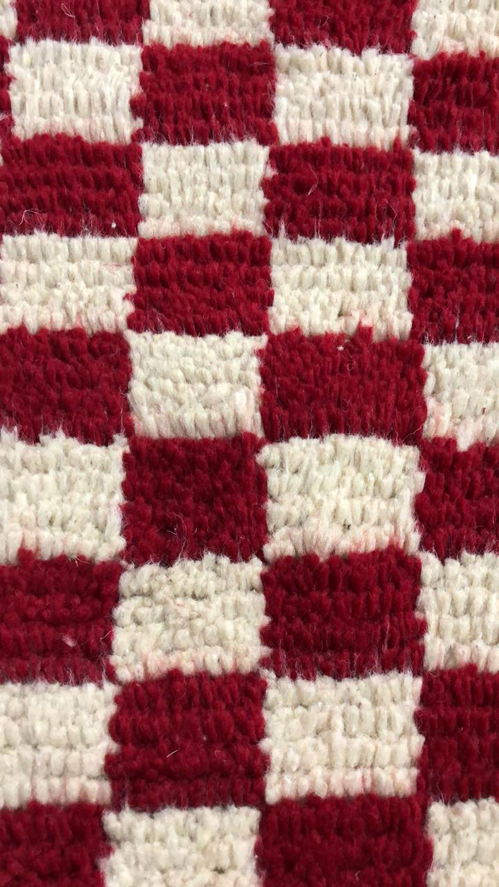 Red and White Checker Rug Custom Checkered Rug Wool Rug | Etsy