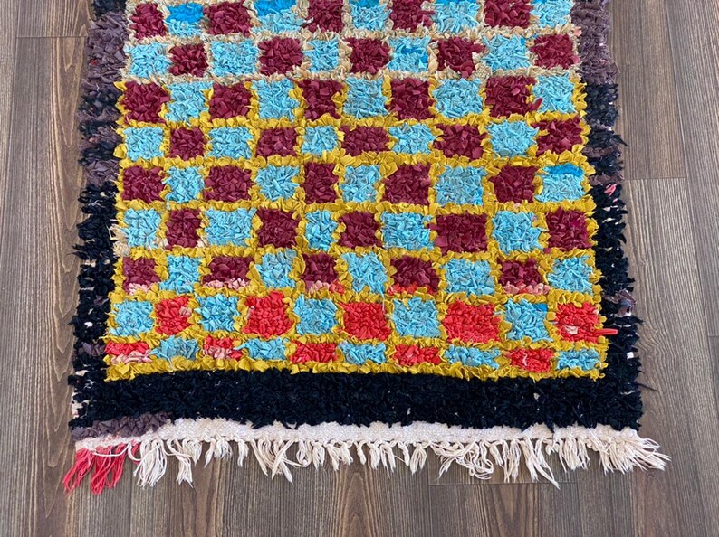 Checker Colorful Rugs 4x6 Ft Vintage Checkered Rug Moroccan | Etsy