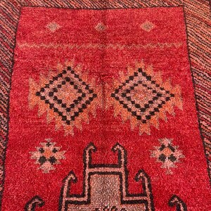 Red Moroccan Rug, 5x10 Ft Wool Area Rug, Vintage Berber Rug. - Etsy