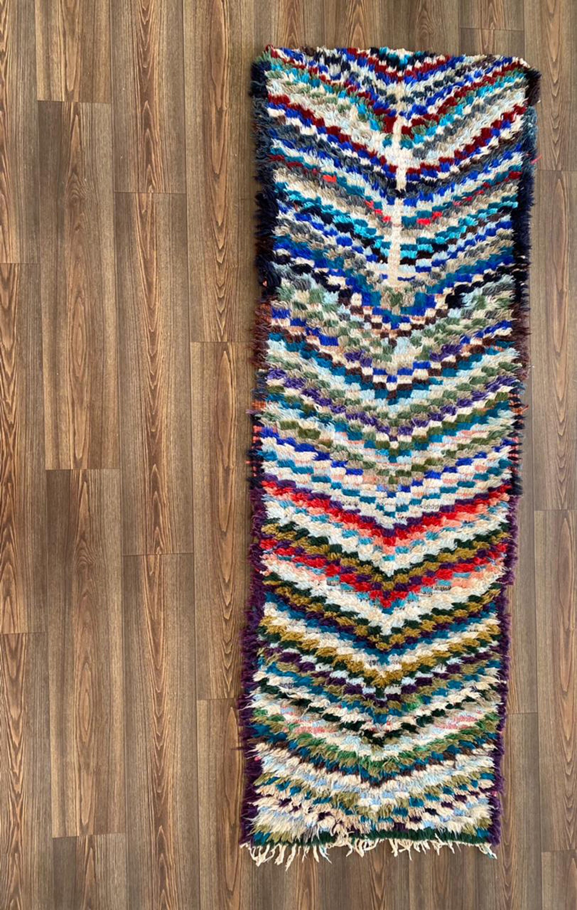 Checkered runner rug 3x7 ft Moroccan rug runner checkerboard | Etsy