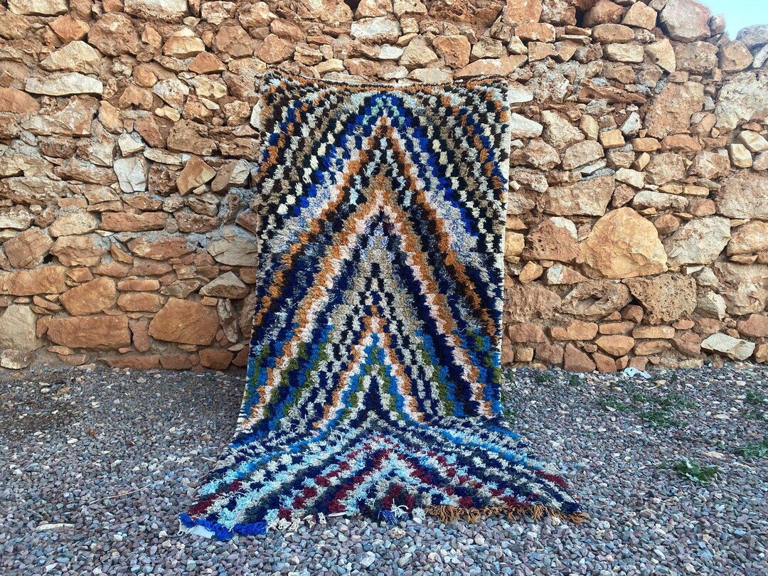 Vintage Boho Runner Rug - Colorful Moroccan Beni Ourain Style - Etsy