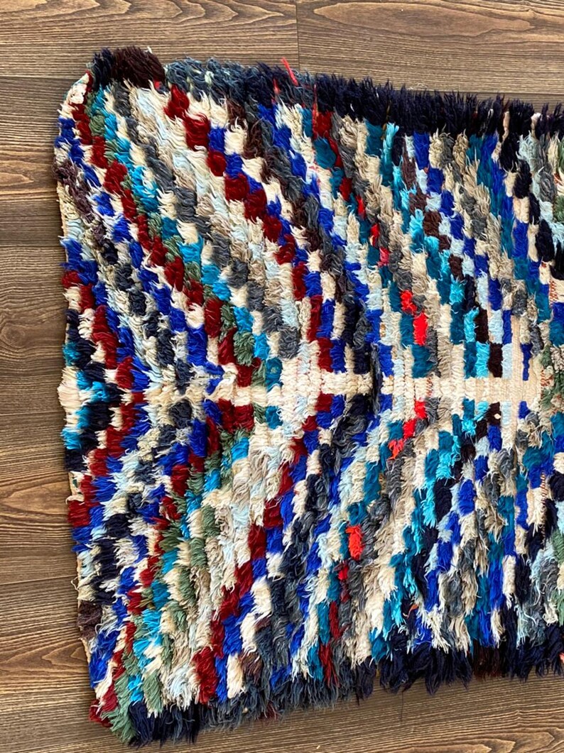 Checkered Runner Rug 3x7 Ft Moroccan Rug Runner Checkerboard - Etsy