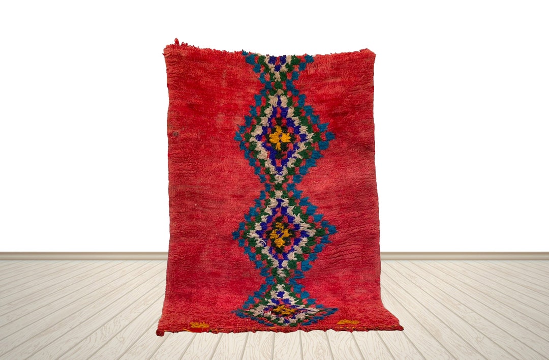 Red Moroccan Rug 3x5 Vintage Berber Rug Wool Area Rug. - Etsy