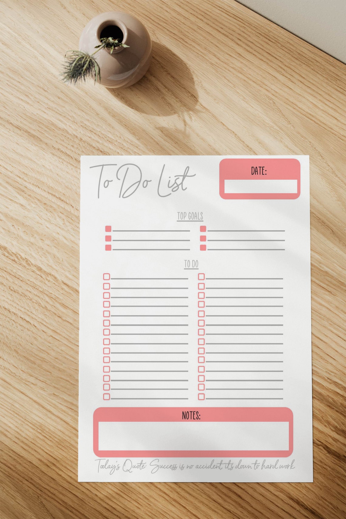 Pink to Do List Motivational Printable Planner Page A4 & US Letter PDF ...