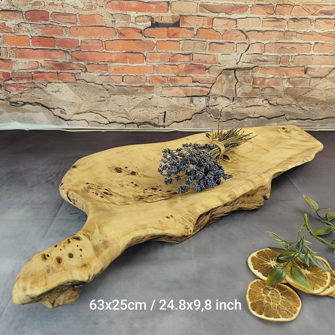 Extra Large Live Edge Serving Board – Handcrafted Black Poplar Wood ...