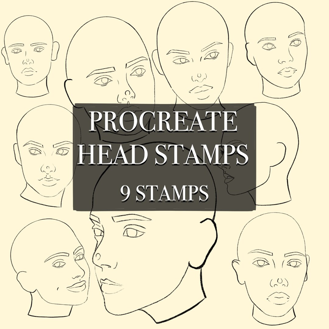 Procreate Head Shape Stamps, 9 Head Stamps for Design, Procreate Head ...