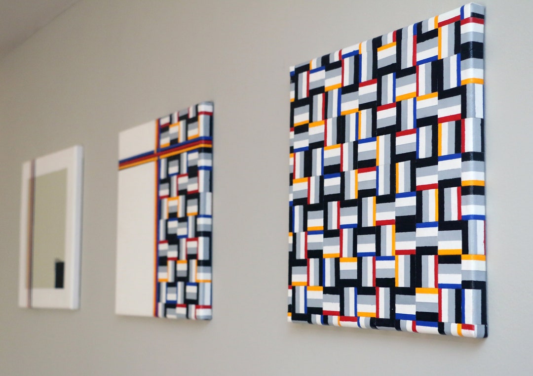 Cube Series - (3) 12" X 12" Deconstructed Canvas Abstract Acrylic ...