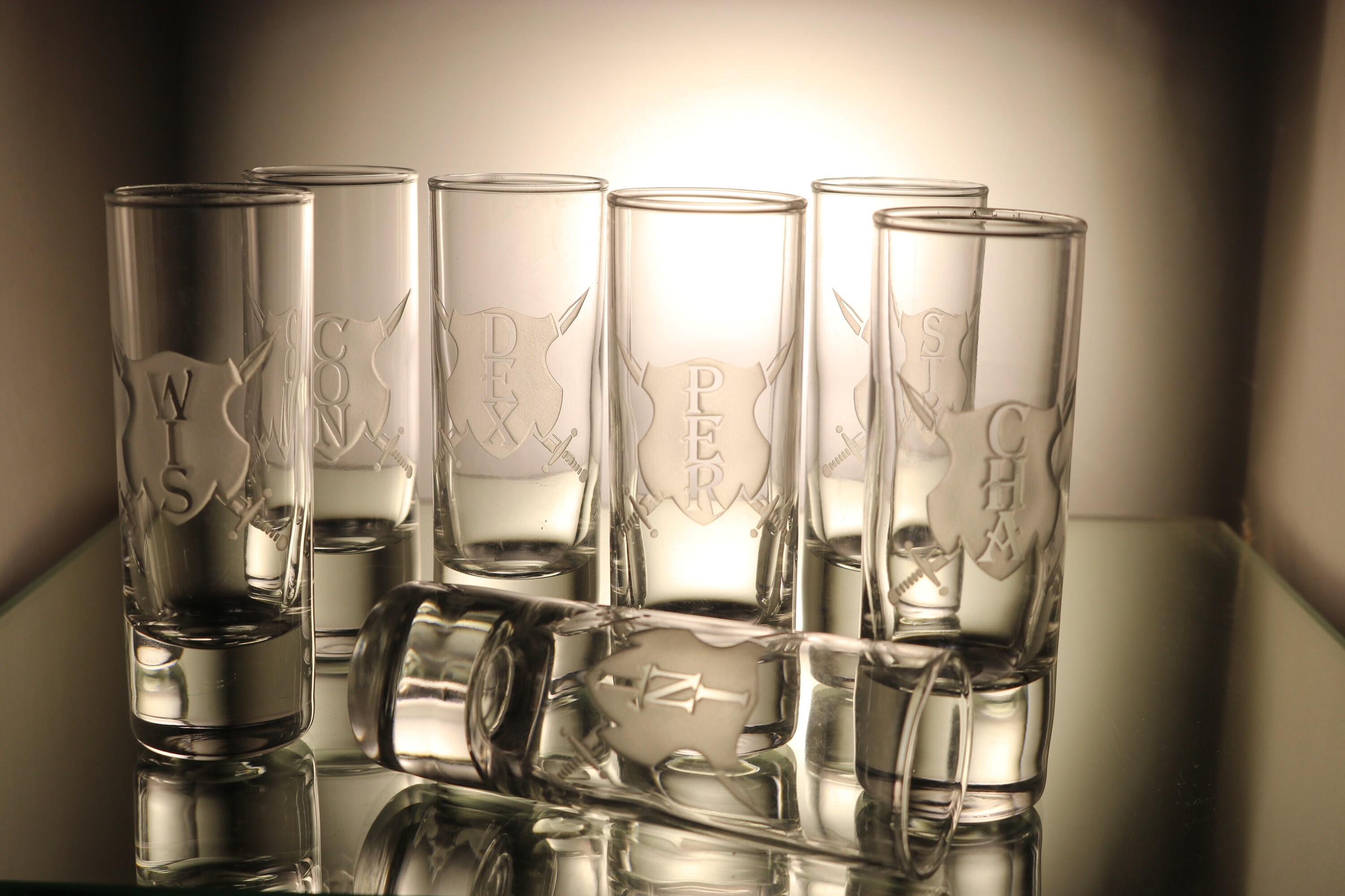 Dungeons and Dragons Abilities Shot Glass Set, Dnd Glass, Personalized ...