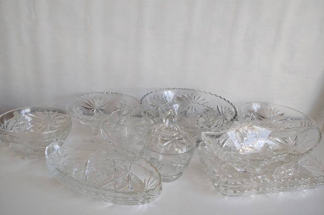 Vintage Anchor Hocking Early American Prescut Glass Eapg Star Of David