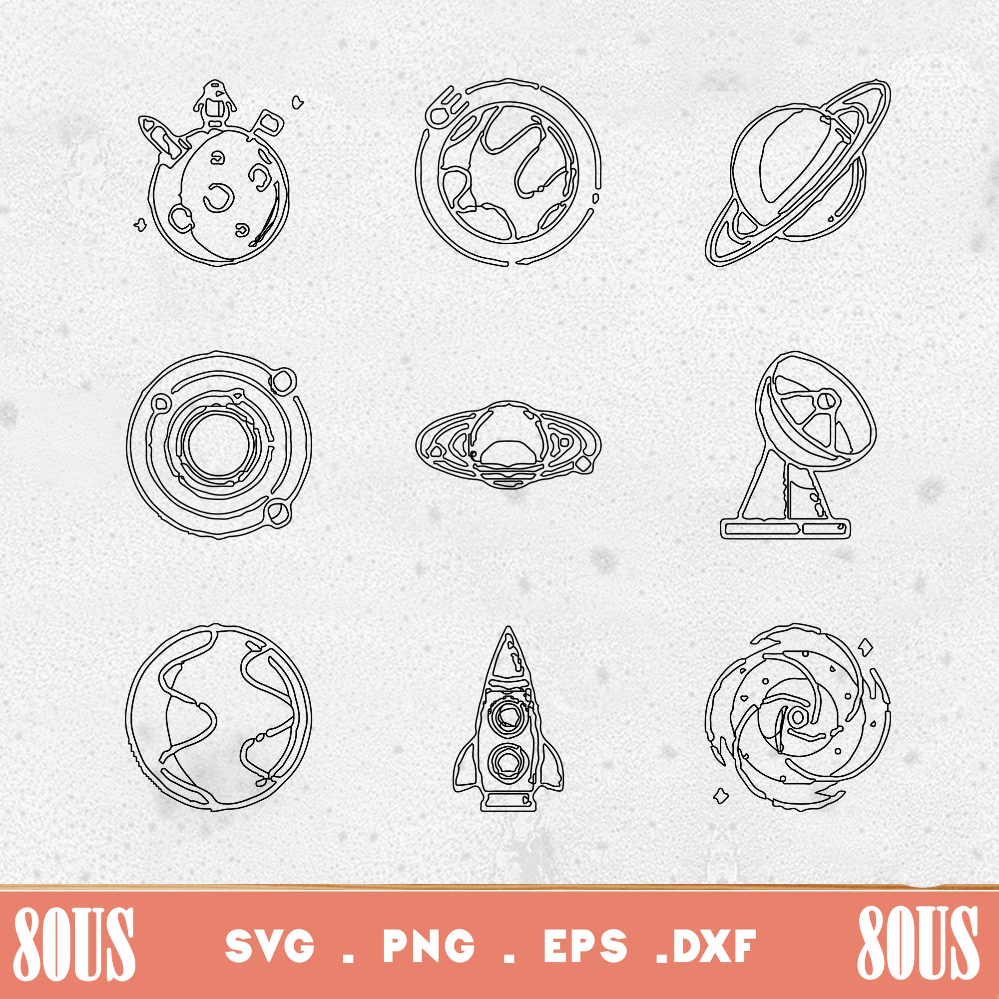 Solar System SVG Cricut Cut Files Solar System line art | Etsy