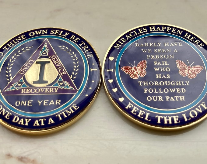 AA Medallion Coin Alcoholics Anonymous Chips Year Coins Green White ...